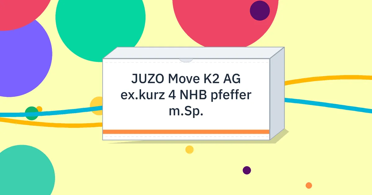 Symbolbild: Packung mit der Aufschrift JUZO Move K2 AG ex.kurz 4 NHB pfeffer m.Sp. (PZN 16637254) – Verfügbarkeit und Bezug in Apotheken in Frankfurt am Main