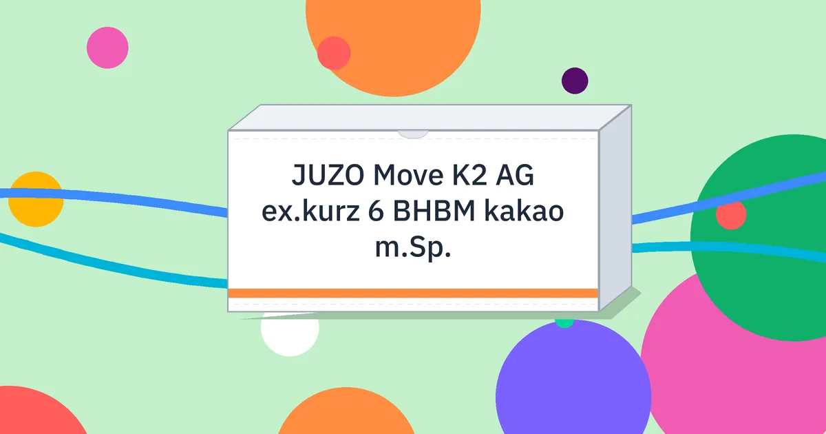 Symbolbild: Packung mit der Aufschrift JUZO Move K2 AG ex.kurz 6 BHBM kakao m.Sp. (PZN 18564298) – Verfügbarkeit und Bezug in Apotheken in Frankfurt am Main