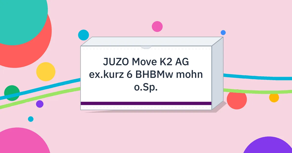 Symbolbild: Packung mit der Aufschrift JUZO Move K2 AG ex.kurz 6 BHBMw mohn o.Sp. (PZN 18566417) – Verfügbarkeit und Bezug in Apotheken in Frankfurt am Main