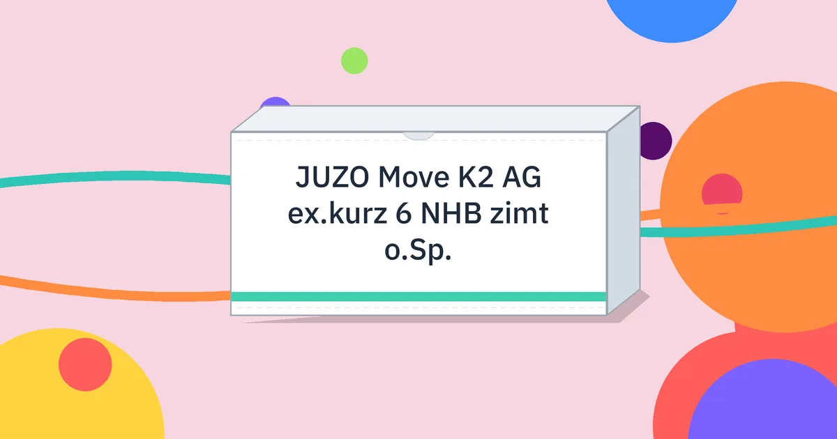 Symbolbild: Packung mit der Aufschrift JUZO Move K2 AG ex.kurz 6 NHB zimt o.Sp. (PZN 18533665) – Verfügbarkeit und Bezug in Apotheken in Frankfurt am Main