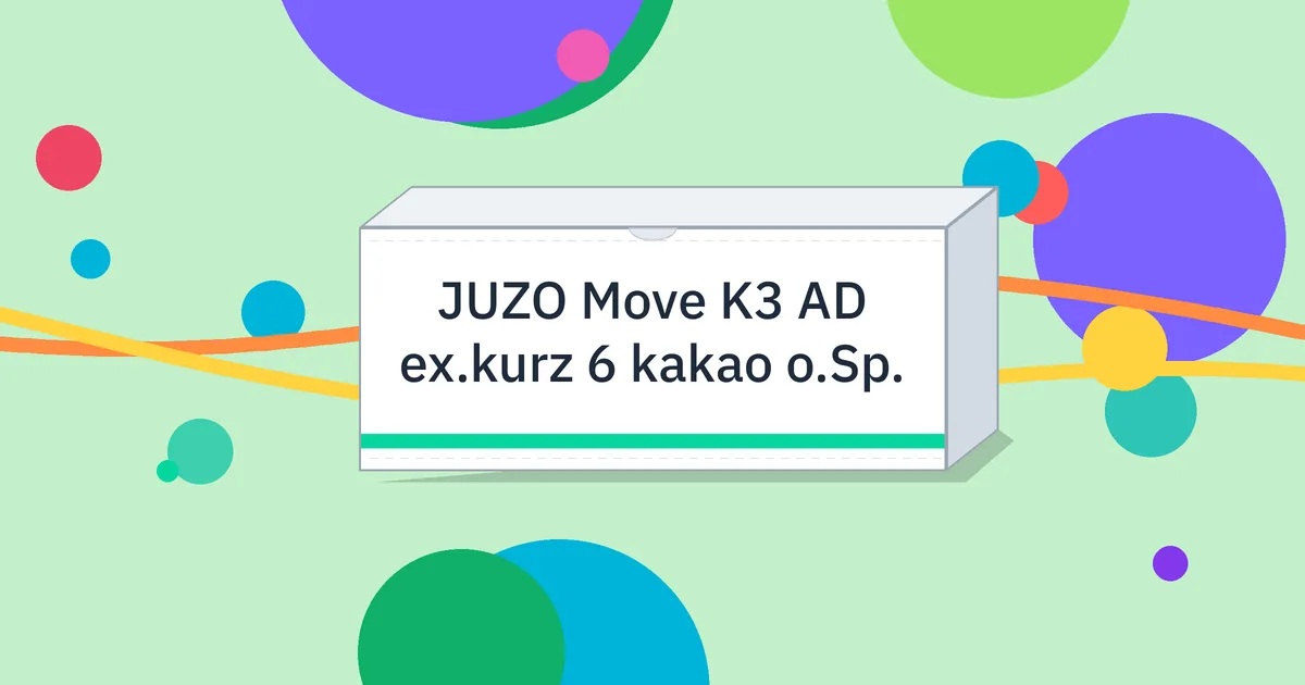 Symbolbild: Packung mit der Aufschrift JUZO Move K3 AD ex.kurz 6 kakao o.Sp. (PZN 18573989) – Verfügbarkeit und Bezug in Apotheken in Frankfurt am Main