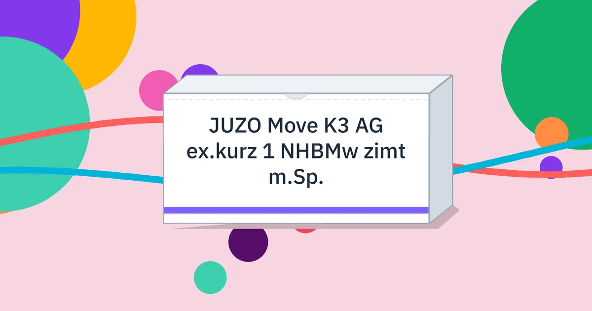 Symbolbild: Packung mit der Aufschrift JUZO Move K3 AG ex.kurz 1 NHBMw zimt m.Sp. (PZN 18582830) – Verfügbarkeit und Bezug in Apotheken in Frankfurt am Main