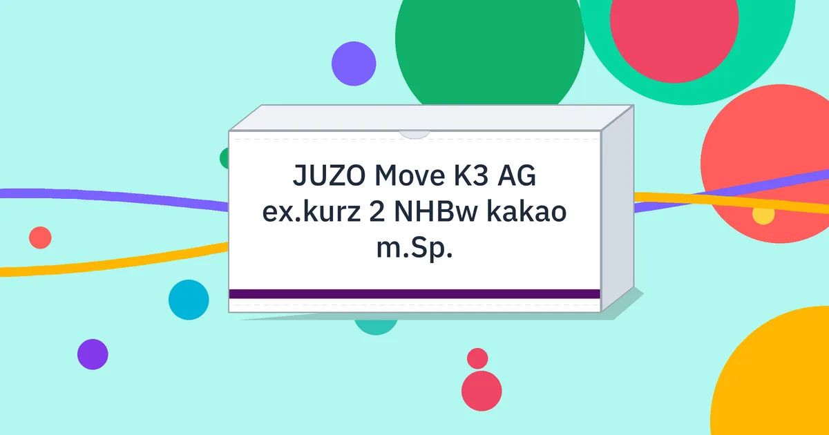 Symbolbild: Packung mit der Aufschrift JUZO Move K3 AG ex.kurz 2 NHBw kakao m.Sp. (PZN 18594419) – Verfügbarkeit und Bezug in Apotheken in Frankfurt am Main