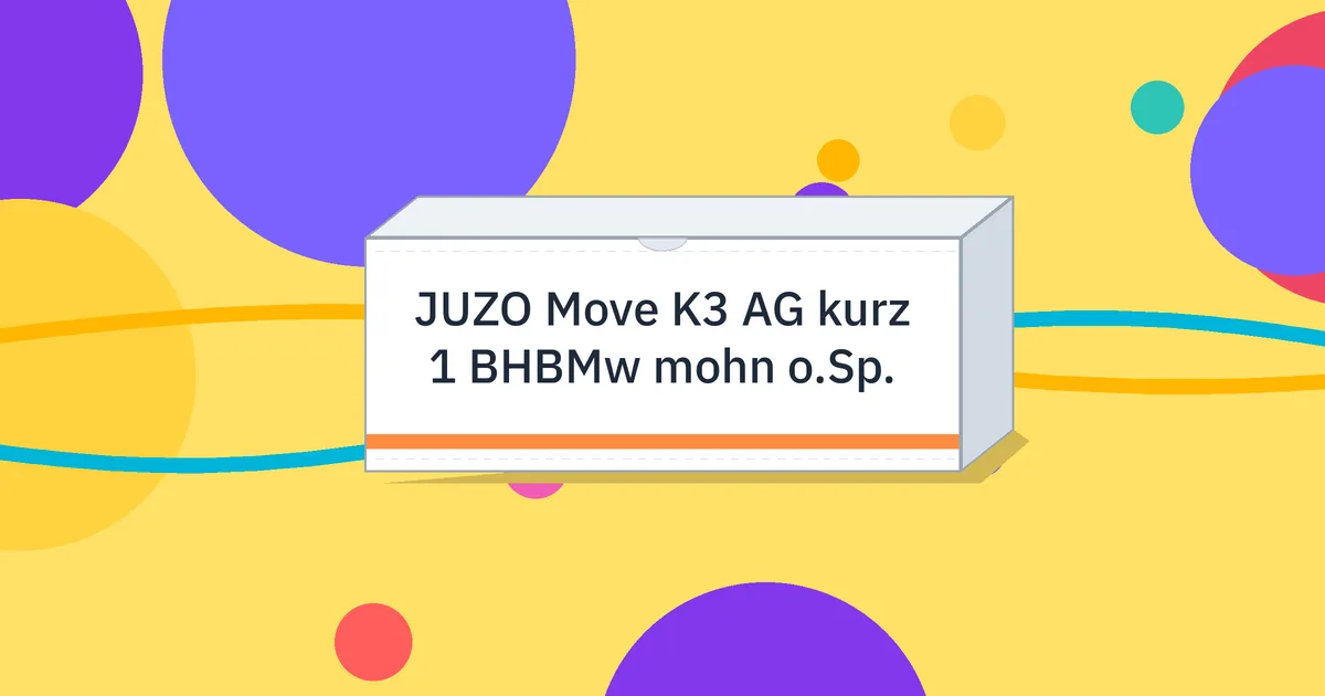 Symbolbild: Packung mit der Aufschrift JUZO Move K3 AG kurz 1 BHBMw mohn o.Sp. (PZN 18594112) – Verfügbarkeit und Bezug in Apotheken in Frankfurt am Main