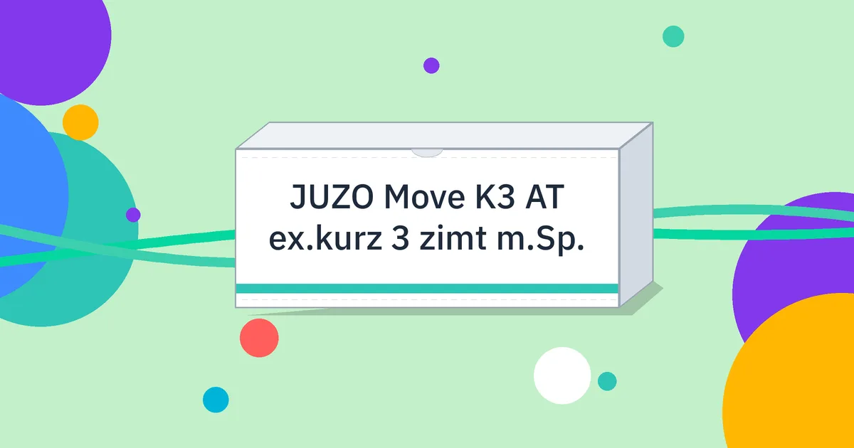Symbolbild: Packung mit der Aufschrift JUZO Move K3 AT ex.kurz 3 zimt m.Sp. (PZN 20679962) – Verfügbarkeit und Bezug in Apotheken in Frankfurt am Main