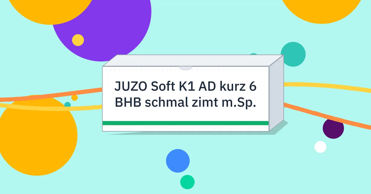 Symbolbild: Packung mit der Aufschrift JUZO Soft K1 AD kurz 6 BHB schmal zimt m.Sp. (PZN 15461600) – Verfügbarkeit und Bezug in Apotheken in Frankfurt am Main