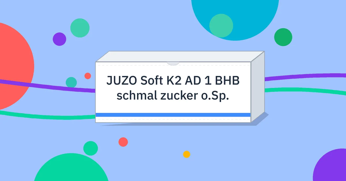 Symbolbild: Packung mit der Aufschrift JUZO Soft K2 AD 1 BHB schmal zucker o.Sp. (PZN 15466767) – Verfügbarkeit und Bezug in Apotheken in Frankfurt am Main