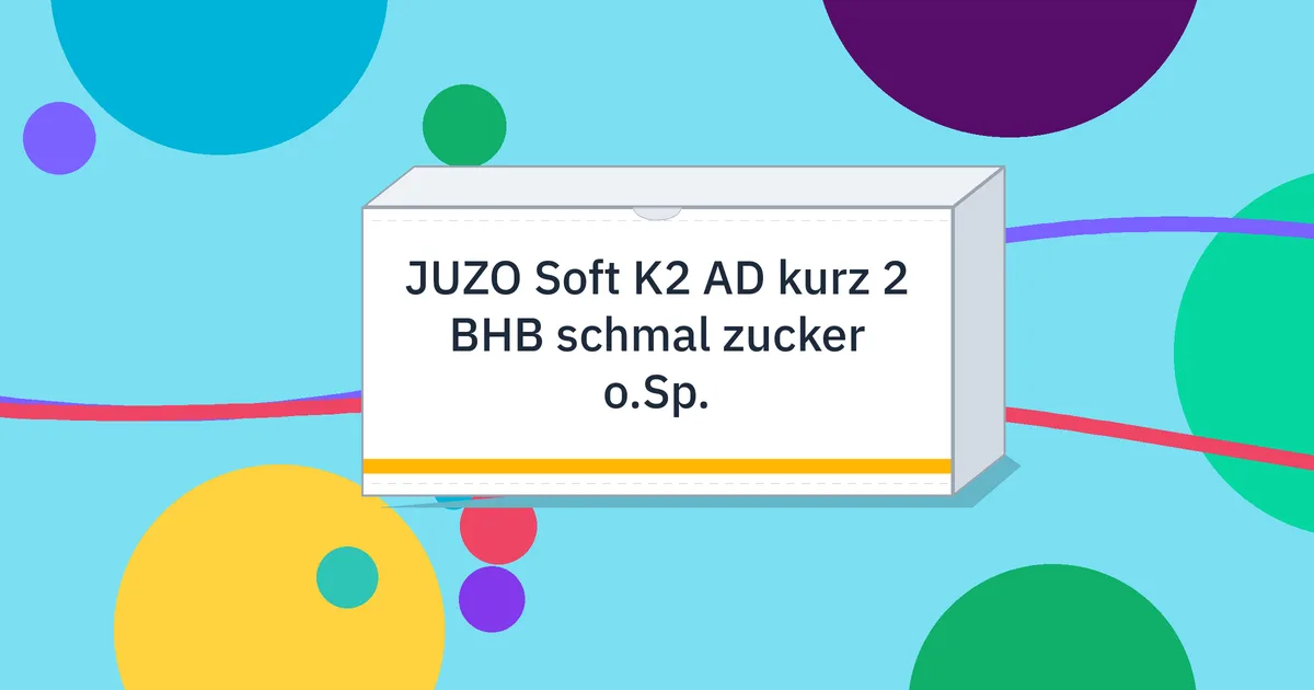 Symbolbild: Packung mit der Aufschrift JUZO Soft K2 AD kurz 2 BHB schmal zucker o.Sp. (PZN 15467442) – Verfügbarkeit und Bezug in Apotheken in Frankfurt am Main