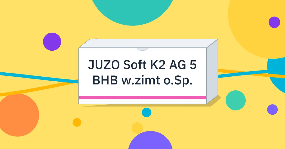 Symbolbild: Packung mit der Aufschrift JUZO Soft K2 AG 5 BHB w.zimt o.Sp. (PZN 14841329) – Verfügbarkeit und Bezug in Apotheken in Frankfurt am Main