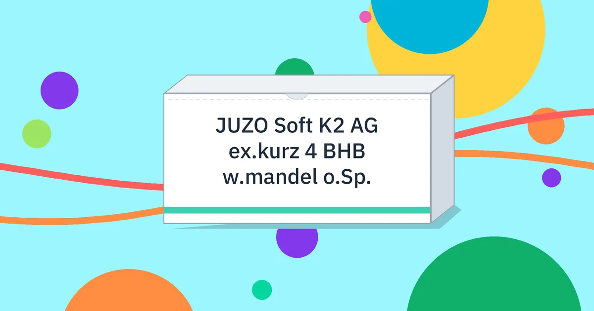 Symbolbild: Packung mit der Aufschrift JUZO Soft K2 AG ex.kurz 4 BHB w.mandel o.Sp. (PZN 14844227) – Verfügbarkeit und Bezug in Apotheken in Frankfurt am Main