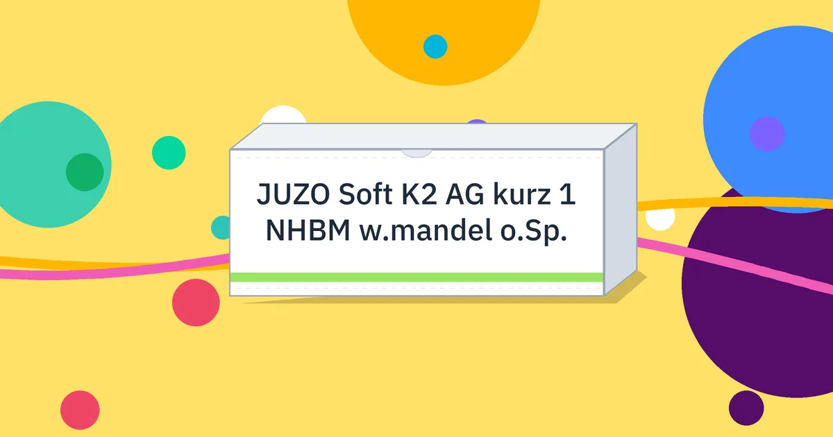 Symbolbild: Packung mit der Aufschrift JUZO Soft K2 AG kurz 1 NHBM w.mandel o.Sp. (PZN 15019548) – Verfügbarkeit und Bezug in Apotheken in Frankfurt am Main