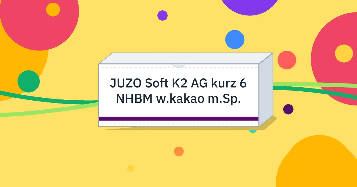 Symbolbild: Packung mit der Aufschrift JUZO Soft K2 AG kurz 6 NHBM w.kakao m.Sp. (PZN 15020988) – Verfügbarkeit und Bezug in Apotheken in Frankfurt am Main