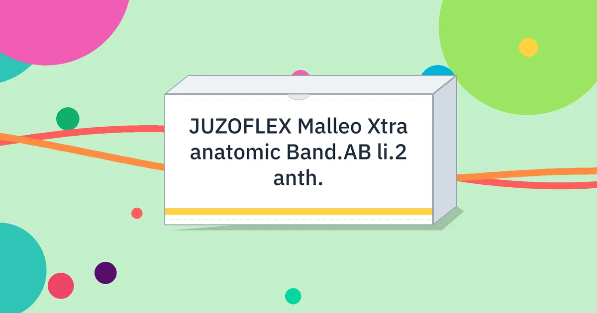 Symbolbild: Packung mit der Aufschrift JUZOFLEX Malleo Xtra anatomic Band.AB li.2 anth. (PZN 16635025) – Verfügbarkeit und Bezug in Apotheken in Frankfurt am Main