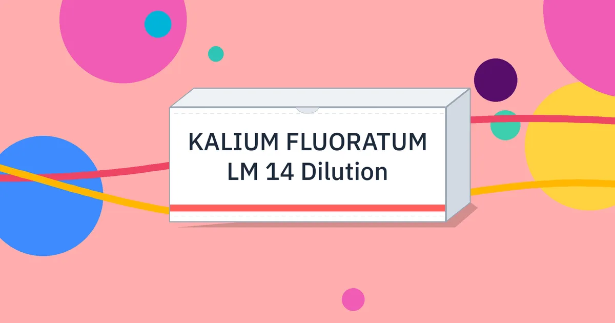 Symbolbild: Packung mit der Aufschrift KALIUM FLUORATUM LM 14 Dilution (PZN 12921538) – Verfügbarkeit und Bezug in Apotheken in Frankfurt am Main