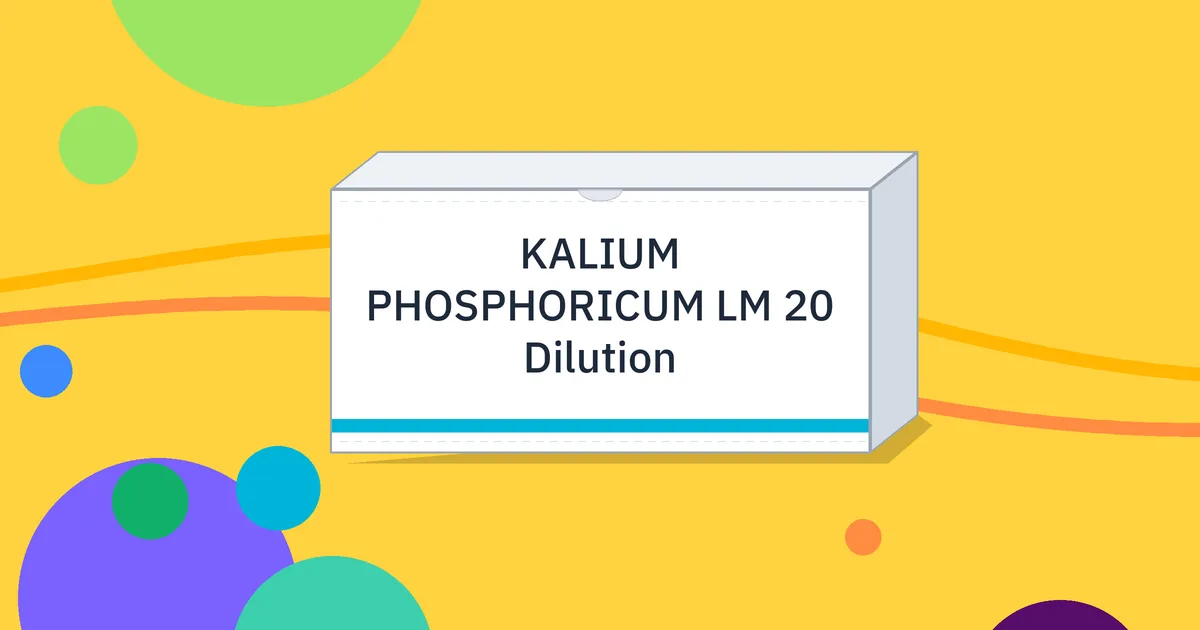 Symbolbild: Packung mit der Aufschrift KALIUM PHOSPHORICUM LM 20 Dilution (PZN 12924643) – Verfügbarkeit und Bezug in Apotheken in Frankfurt am Main