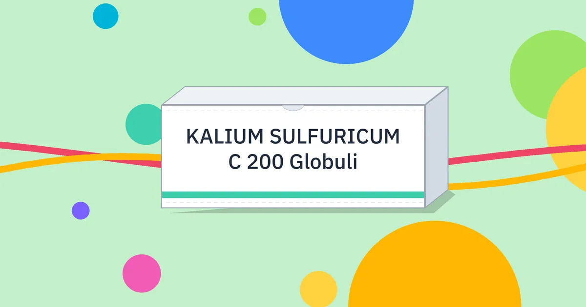 Symbolbild: Packung mit der Aufschrift KALIUM SULFURICUM C 200 Globuli (PZN 14312536) – Verfügbarkeit und Bezug in Apotheken in Frankfurt am Main