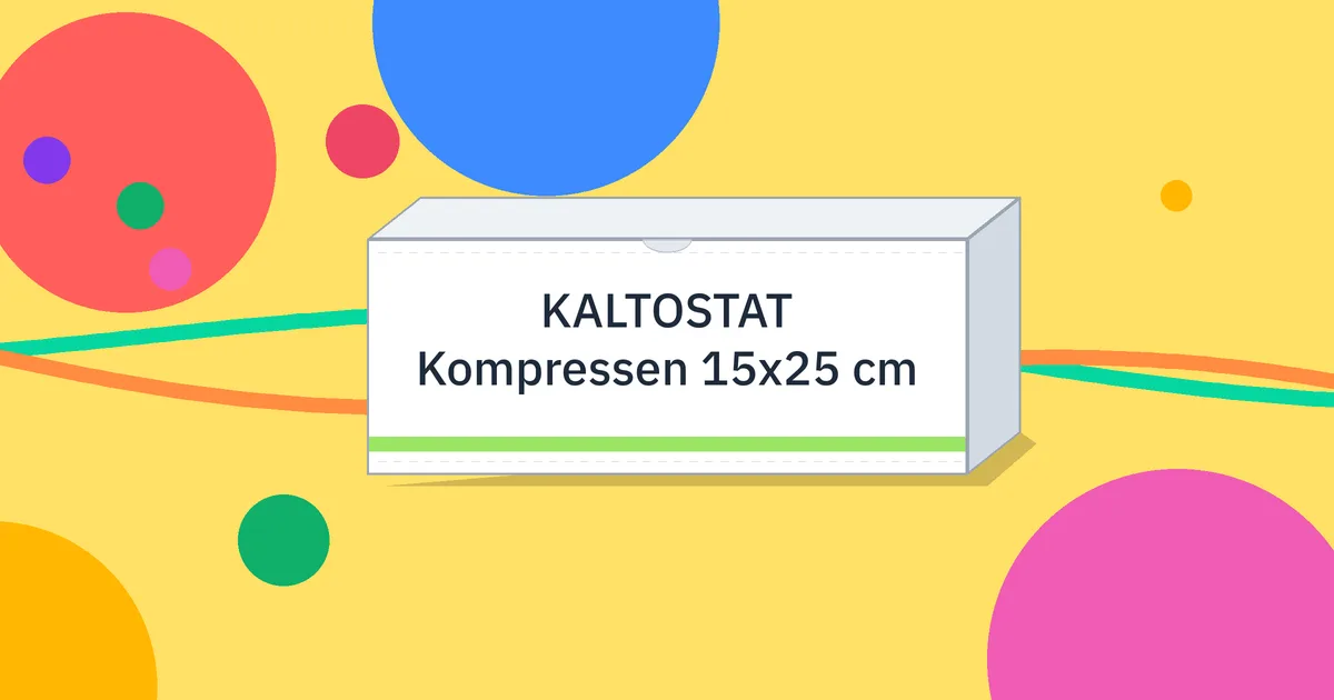 Symbolbild: Packung mit der Aufschrift KALTOSTAT Kompressen 15x25 cm (PZN 00004541) – Verfügbarkeit und Bezug in Apotheken in Frankfurt am Main