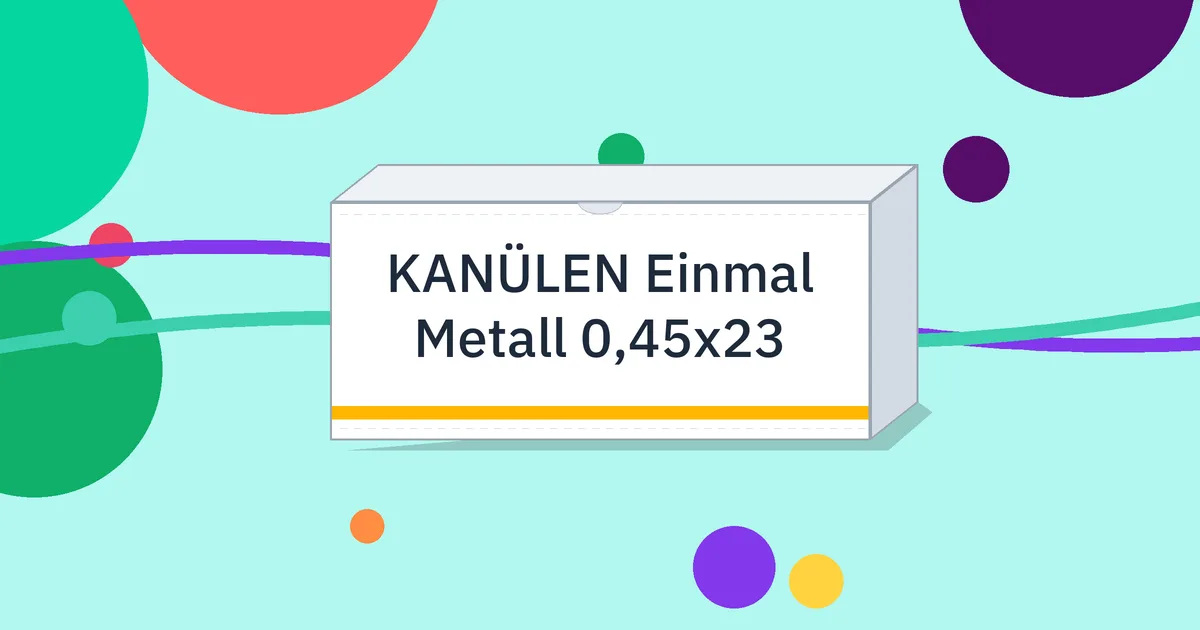 Symbolbild: Packung mit der Aufschrift KANÜLEN Einmal Metall 0,45x23 (PZN 01965225) – Verfügbarkeit und Bezug in Apotheken in Frankfurt am Main