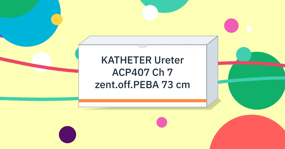 Symbolbild: Packung mit der Aufschrift KATHETER Ureter ACP407 Ch 7 zent.off.PEBA 73 cm (PZN 00205073) – Verfügbarkeit und Bezug in Apotheken in Frankfurt am Main