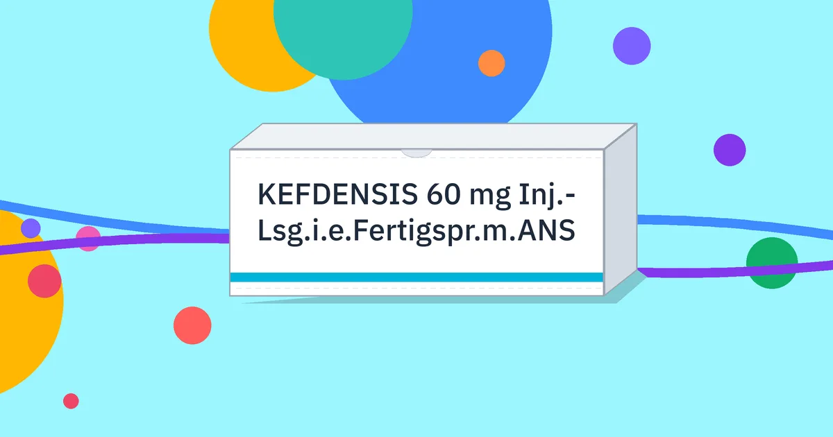 Symbolbild: Packung mit der Aufschrift KEFDENSIS 60 mg Inj.-Lsg.i.e.Fertigspr.m.ANS (PZN 20403711) – Verfügbarkeit und Bezug in Apotheken in Frankfurt am Main