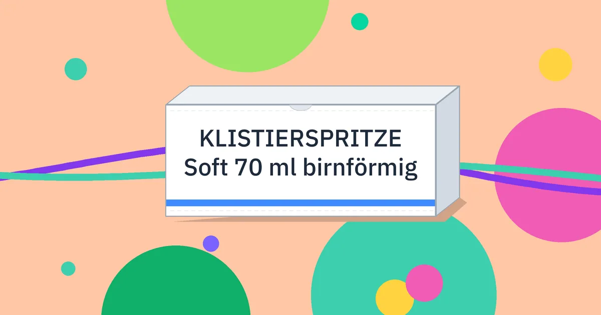 Symbolbild: Packung mit der Aufschrift KLISTIERSPRITZE Soft 70 ml birnförmig (PZN 19101844) – Verfügbarkeit und Bezug in Apotheken in Frankfurt am Main