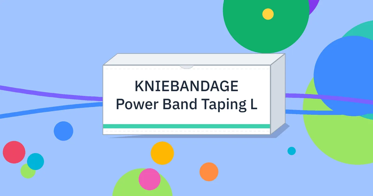 Symbolbild: Packung mit der Aufschrift KNIEBANDAGE Power Band Taping L (PZN 15378342) – Verfügbarkeit und Bezug in Apotheken in Frankfurt am Main