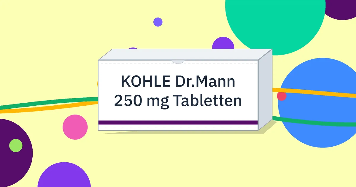 Symbolbild: Packung mit der Aufschrift KOHLE Dr.Mann 250 mg Tabletten (PZN 15403005) – Verfügbarkeit und Bezug in Apotheken in Frankfurt am Main