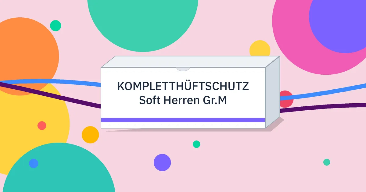 Symbolbild: Packung mit der Aufschrift KOMPLETTHÜFTSCHUTZ Soft Herren Gr.M (PZN 09295907) – Verfügbarkeit und Bezug in Apotheken in Frankfurt am Main