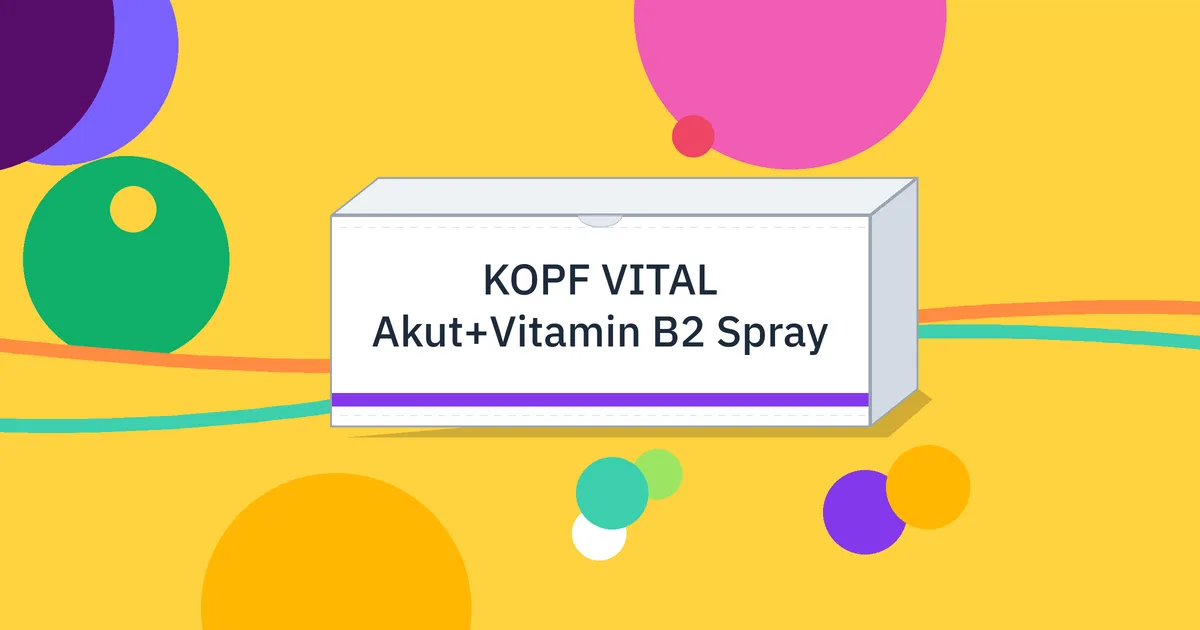 Symbolbild: Packung mit der Aufschrift KOPF VITAL Akut+Vitamin B2 Spray (PZN 15247812) – Verfügbarkeit und Bezug in Apotheken in Frankfurt am Main