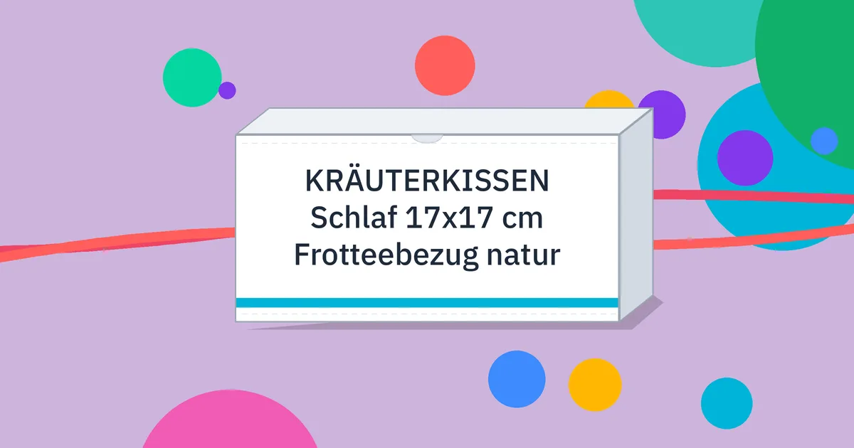 Symbolbild: Packung mit der Aufschrift KRÄUTERKISSEN Schlaf 17x17 cm Frotteebezug natur (PZN 12145689) – Verfügbarkeit und Bezug in Apotheken in Frankfurt am Main