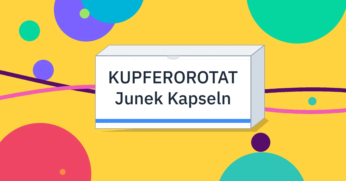 Symbolbild: Packung mit der Aufschrift KUPFEROROTAT Junek Kapseln (PZN 10062700) – Verfügbarkeit und Bezug in Apotheken in Frankfurt am Main