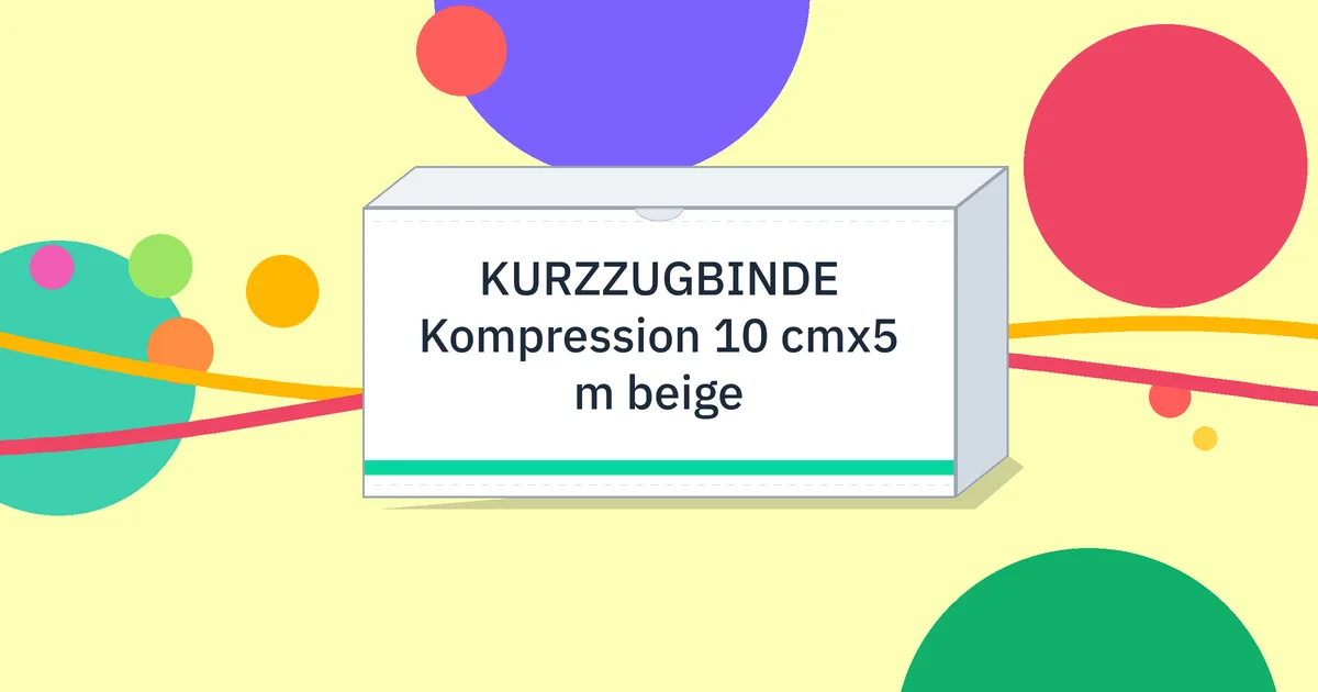 Symbolbild: Packung mit der Aufschrift KURZZUGBINDE Kompression 10 cmx5 m beige (PZN 17559496) – Verfügbarkeit und Bezug in Apotheken in Frankfurt am Main