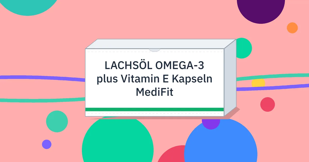 Symbolbild: Packung mit der Aufschrift LACHSÖL OMEGA-3 plus Vitamin E Kapseln MediFit (PZN 11186806) – Verfügbarkeit und Bezug in Apotheken in Frankfurt am Main