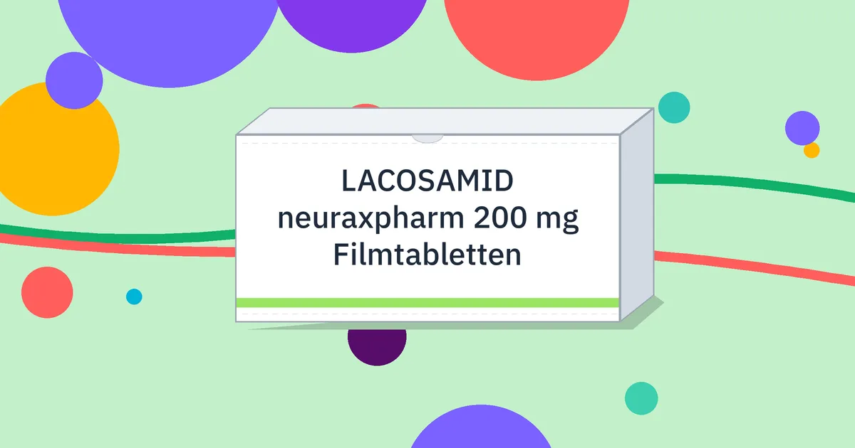 Symbolbild: Packung mit der Aufschrift LACOSAMID neuraxpharm 200 mg Filmtabletten (PZN 18085824) – Verfügbarkeit und Bezug in Apotheken in Frankfurt am Main