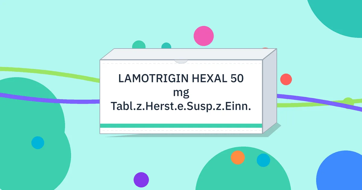 Symbolbild: Packung mit der Aufschrift LAMOTRIGIN HEXAL 50 mg Tabl.z.Herst.e.Susp.z.Einn. (PZN 03928352) – Verfügbarkeit und Bezug in Apotheken in Frankfurt am Main