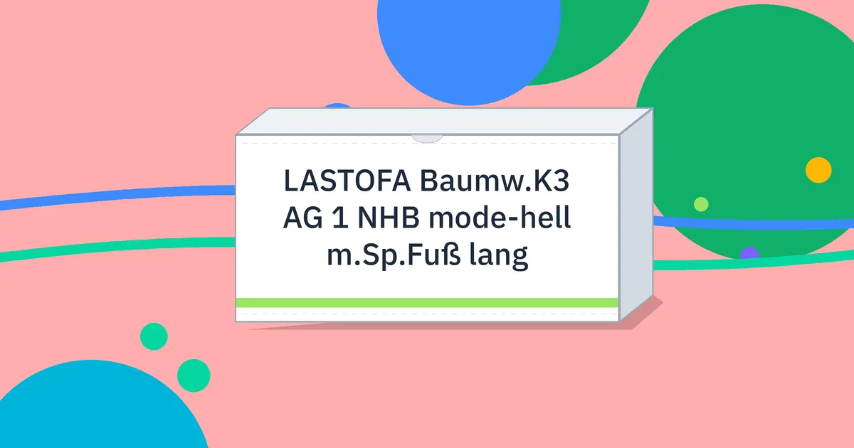 Symbolbild: Packung mit der Aufschrift LASTOFA Baumw.K3 AG 1 NHB mode-hell m.Sp.Fuß lang (PZN 01954090) – Verfügbarkeit und Bezug in Apotheken in Frankfurt am Main