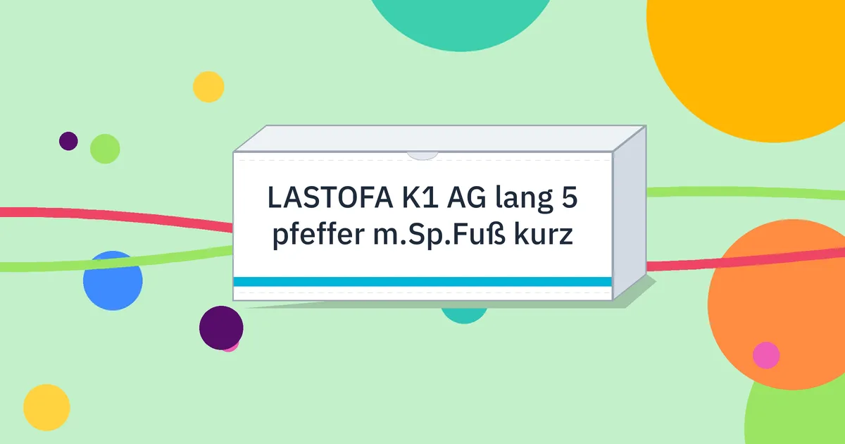 Symbolbild: Packung mit der Aufschrift LASTOFA K1 AG lang 5 pfeffer m.Sp.Fuß kurz (PZN 13793611) – Verfügbarkeit und Bezug in Apotheken in Frankfurt am Main