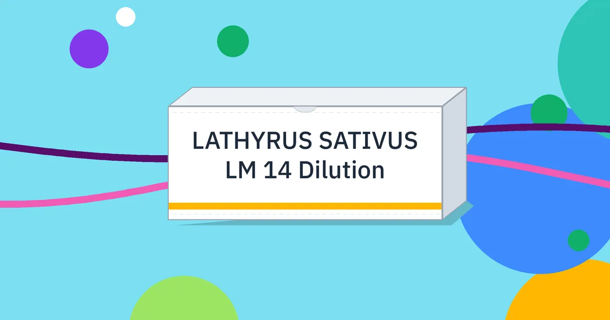 Symbolbild: Packung mit der Aufschrift LATHYRUS SATIVUS LM 14 Dilution (PZN 13523604) – Verfügbarkeit und Bezug in Apotheken in Frankfurt am Main