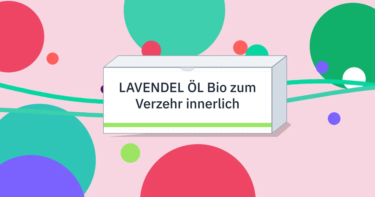Symbolbild: Packung mit der Aufschrift LAVENDEL ÖL Bio zum Verzehr innerlich (PZN 19365980) – Verfügbarkeit und Bezug in Apotheken in Frankfurt am Main