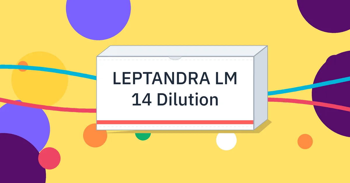 Symbolbild: Packung mit der Aufschrift LEPTANDRA LM 14 Dilution (PZN 13526844) – Verfügbarkeit und Bezug in Apotheken in Frankfurt am Main