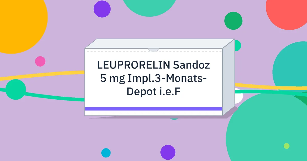 Symbolbild: Packung mit der Aufschrift LEUPRORELIN Sandoz 5 mg Impl.3-Monats-Depot i.e.F (PZN 19694057) – Verfügbarkeit und Bezug in Apotheken in Frankfurt am Main