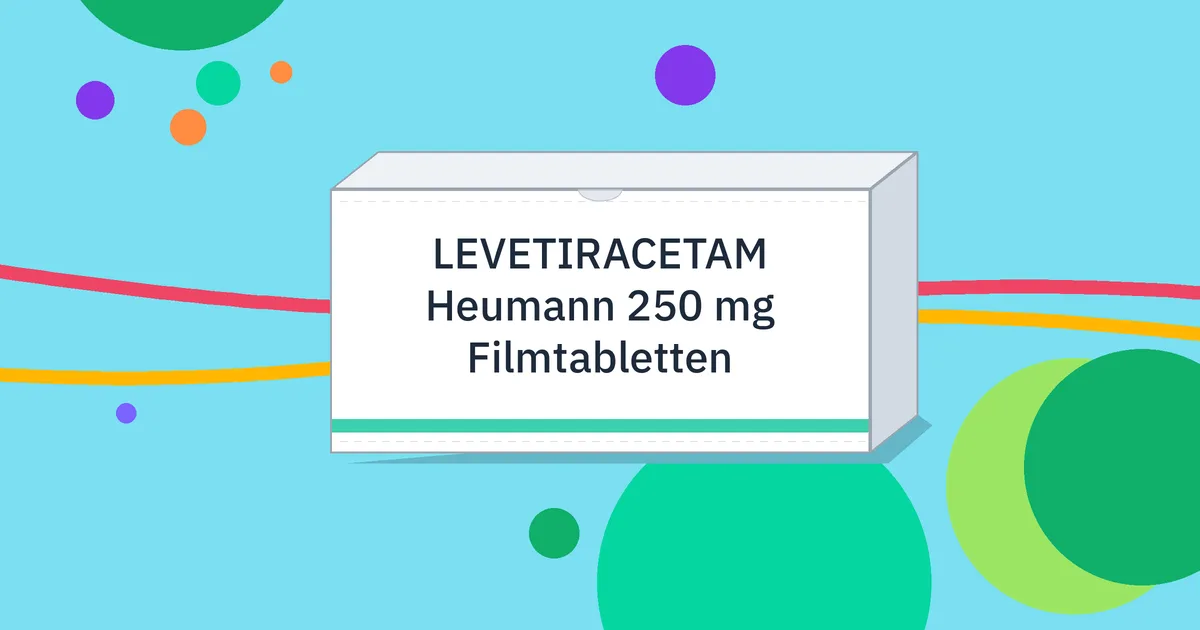 Symbolbild: Packung mit der Aufschrift LEVETIRACETAM Heumann 250 mg Filmtabletten (PZN 16138522) – Verfügbarkeit und Bezug in Apotheken in Frankfurt am Main