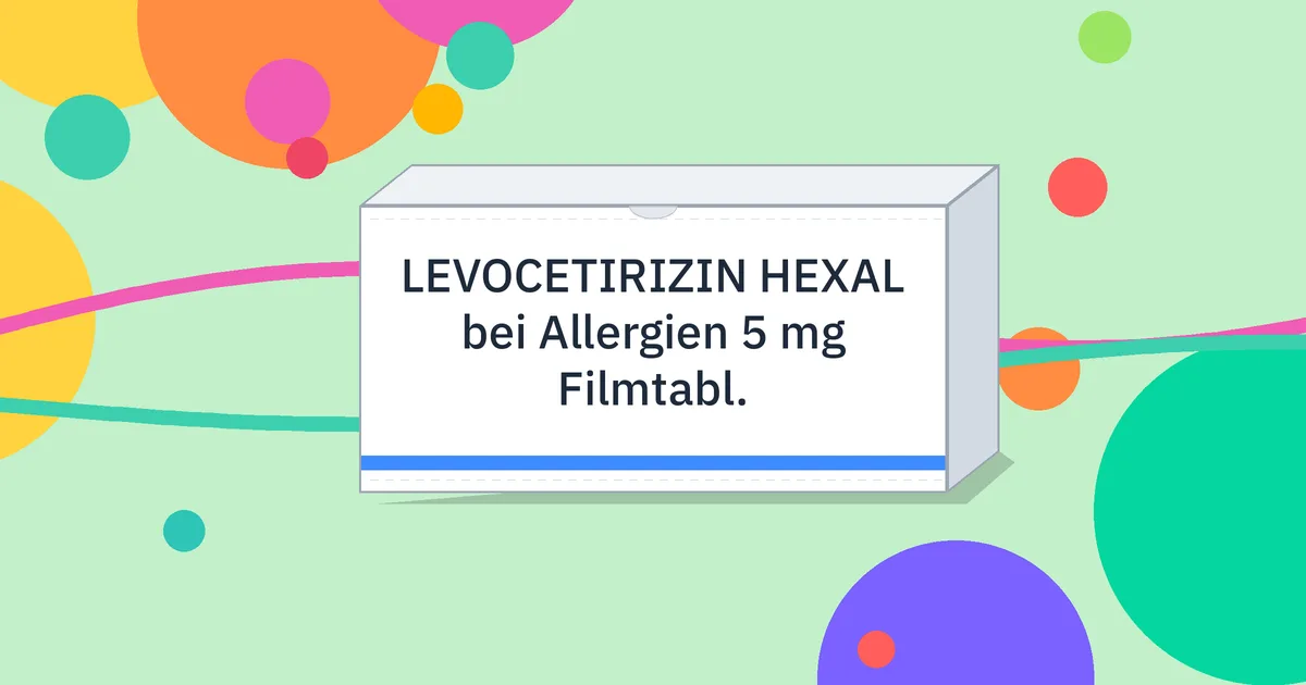 Symbolbild: Packung mit der Aufschrift LEVOCETIRIZIN HEXAL bei Allergien 5 mg Filmtabl. (PZN 14238248) – Verfügbarkeit und Bezug in Apotheken in Frankfurt am Main