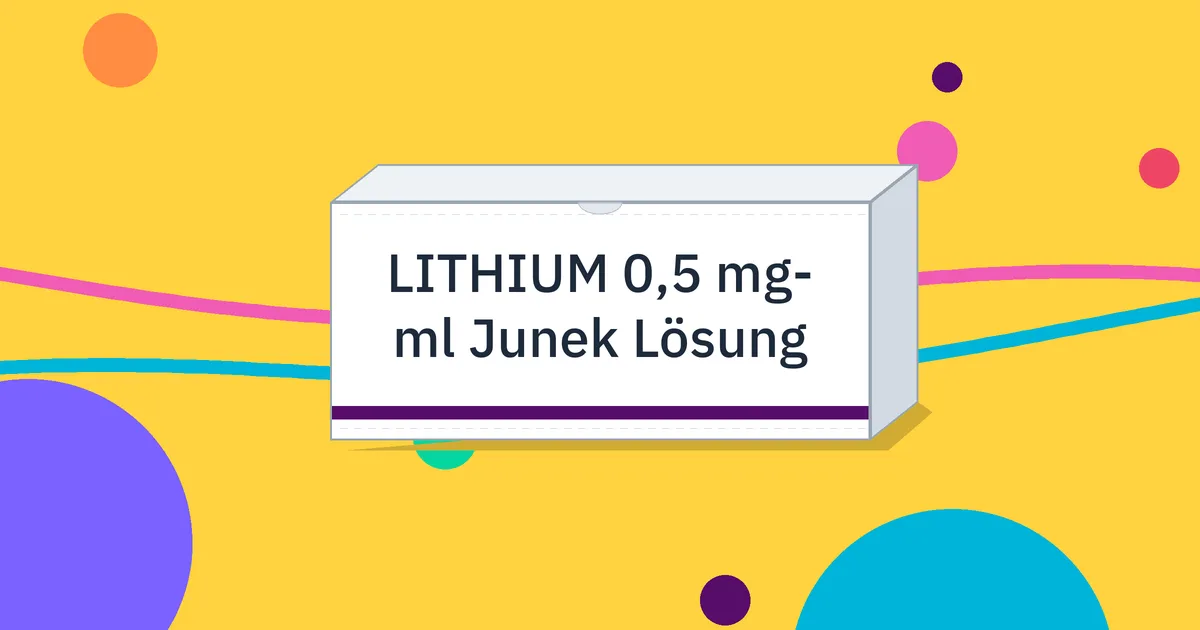 Symbolbild: Packung mit der Aufschrift LITHIUM 0,5 mg-ml Junek Lösung (PZN 20347817) – Verfügbarkeit und Bezug in Apotheken in Frankfurt am Main