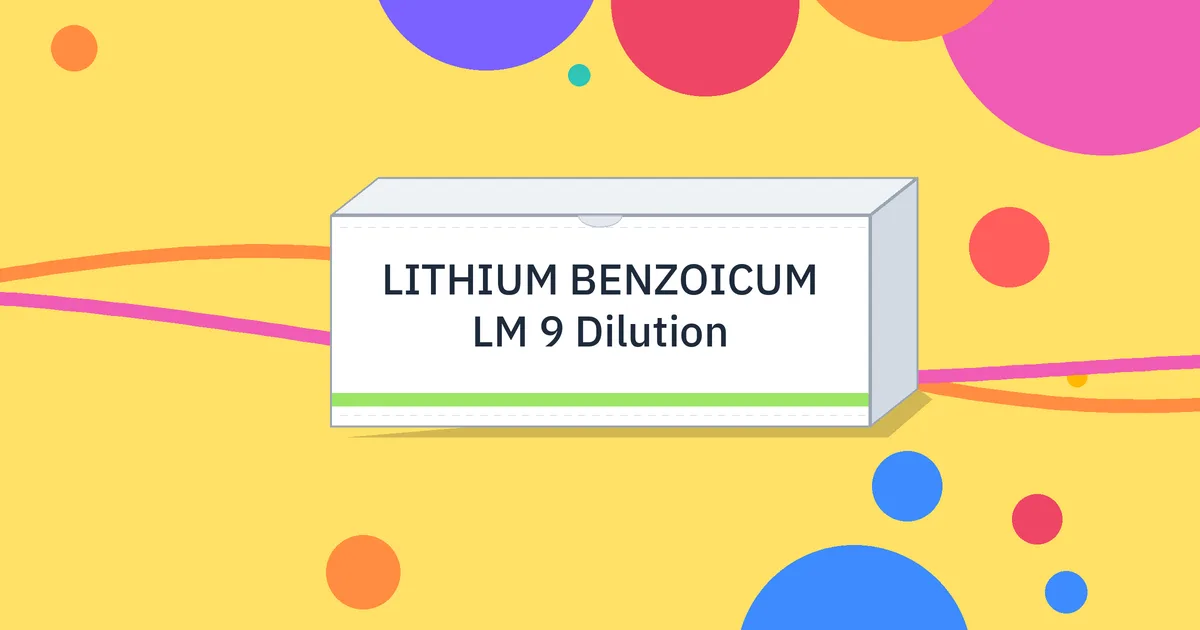 Symbolbild: Packung mit der Aufschrift LITHIUM BENZOICUM LM 9 Dilution (PZN 13531489) – Verfügbarkeit und Bezug in Apotheken in Frankfurt am Main