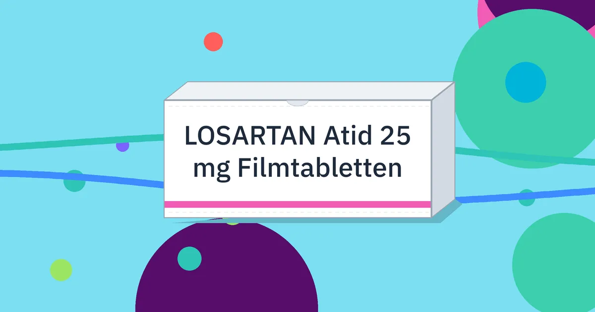 Symbolbild: Packung mit der Aufschrift LOSARTAN Atid 25 mg Filmtabletten (PZN 00615948) – Verfügbarkeit und Bezug in Apotheken in Frankfurt am Main