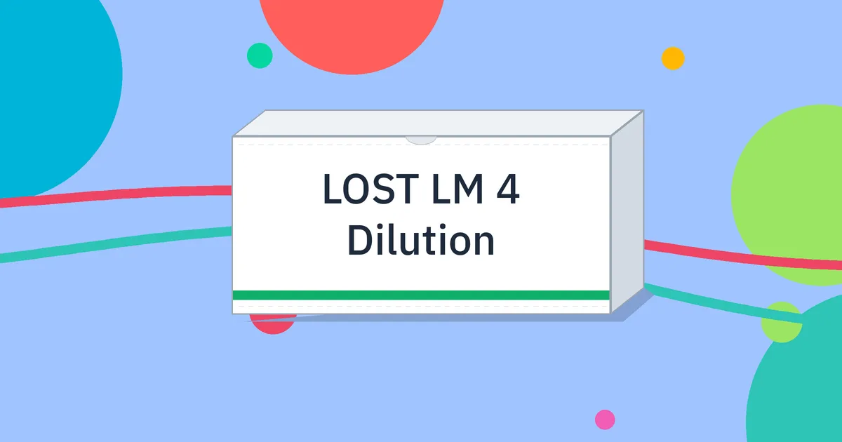 Symbolbild: Packung mit der Aufschrift LOST LM 4 Dilution (PZN 13536073) – Verfügbarkeit und Bezug in Apotheken in Frankfurt am Main