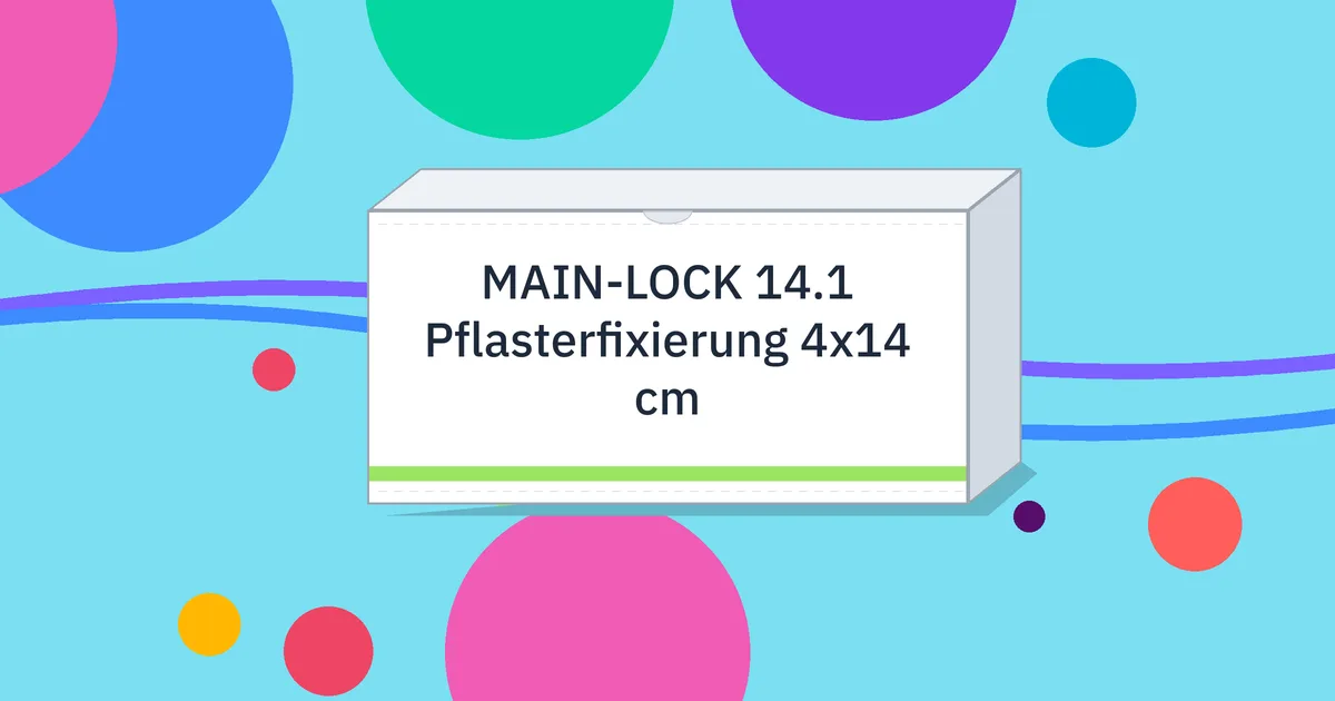 Symbolbild: Packung mit der Aufschrift MAIN-LOCK 14.1 Pflasterfixierung 4x14 cm (PZN 18760208) – Verfügbarkeit und Bezug in Apotheken in Frankfurt am Main