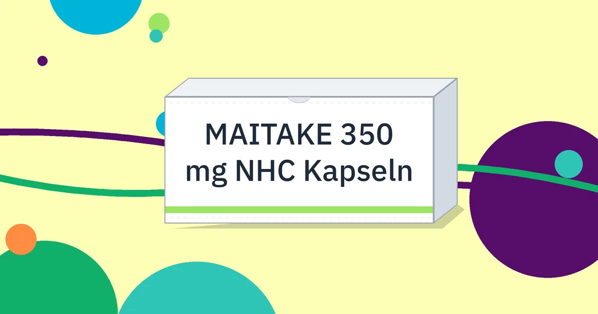 Symbolbild: Packung mit der Aufschrift MAITAKE 350 mg NHC Kapseln (PZN 04254737) – Verfügbarkeit und Bezug in Apotheken in Frankfurt am Main