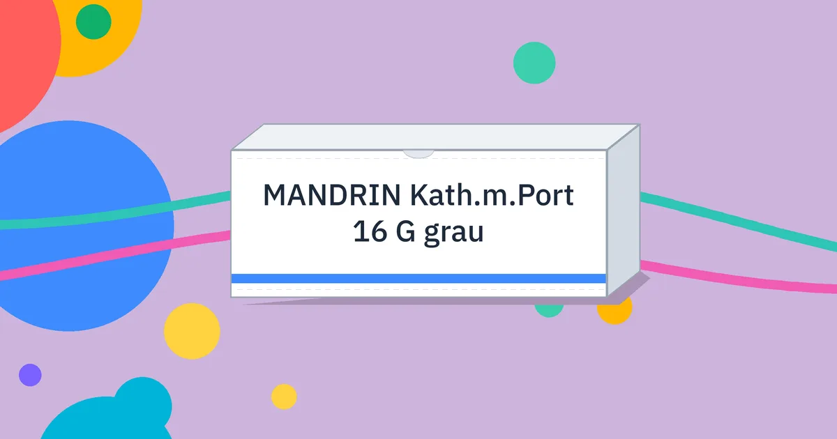 Symbolbild: Packung mit der Aufschrift MANDRIN Kath.m.Port 16 G grau (PZN 01179811) – Verfügbarkeit und Bezug in Apotheken in Frankfurt am Main